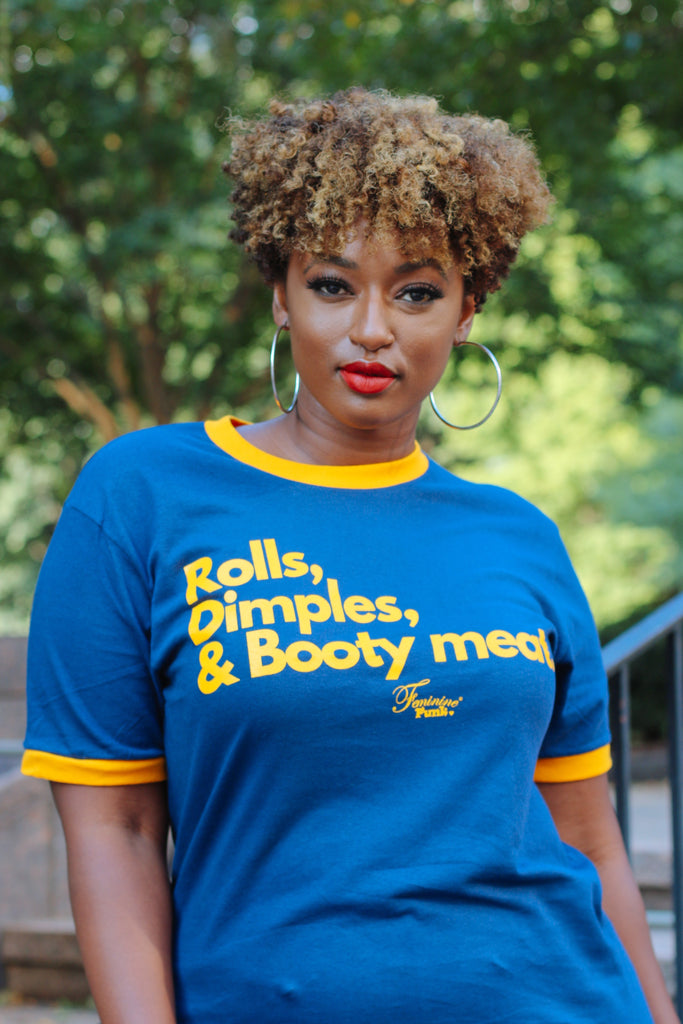 PRE-ORDER-ROLLS, DIMPLES & BOOTY MEAT (BP TEE) – Feminine Funk